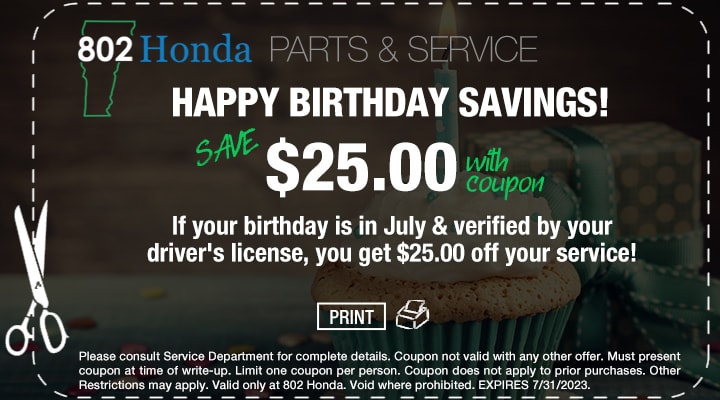 Honda Service and Parts Coupons | 802 Honda