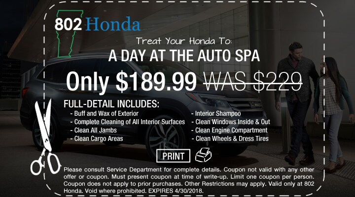 Honda Deals, Specials Offers and Coupons | 802 Honda, Vermont
