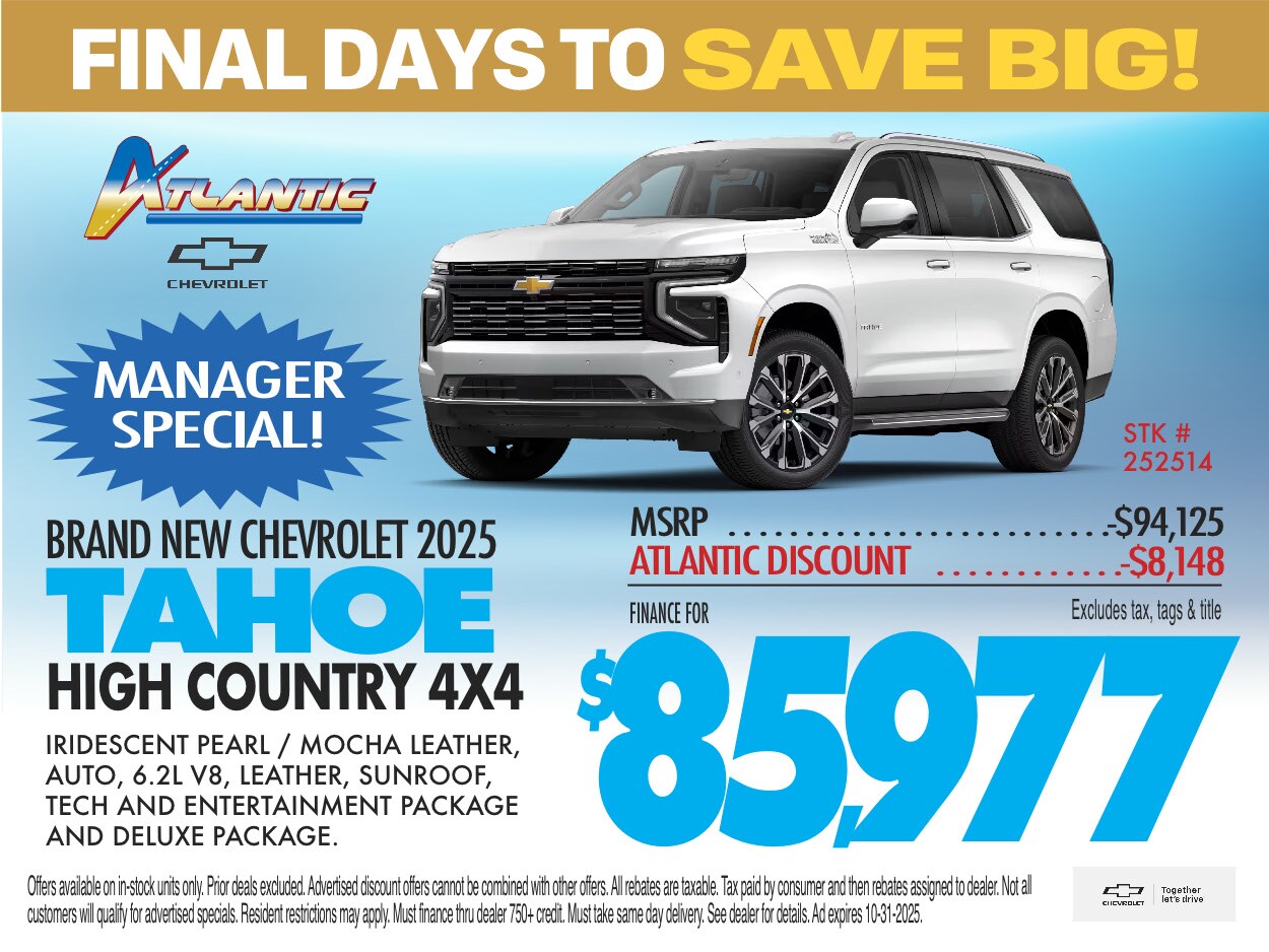 Final Days to Save Big | Atlantic Chevrolet