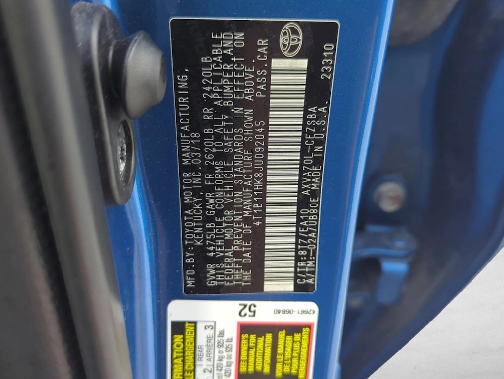 Used Toyota Camry For Sale Panama City, FL | 4T1B11HK8JU092045 ...