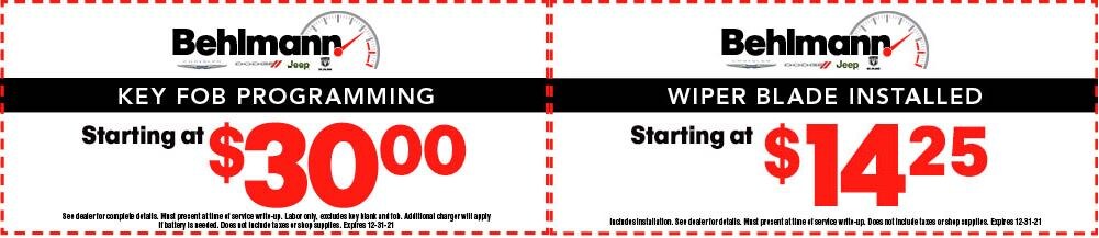 Service Promotions | Behlmann Chrysler Dodge Jeep Ram