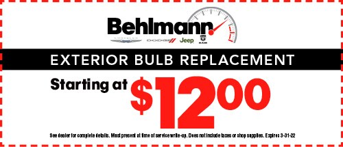 Service Promotions | Behlmann Chrysler Dodge Jeep Ram