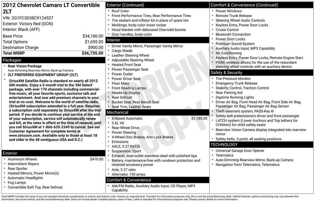 Carbravo 2012 Chevrolet Camaro For Sale at Boyd Chevrolet | VIN ...