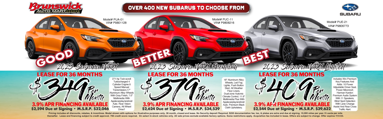 Brunswick Subaru Specials | Click Below To View Offer Inventory ...
