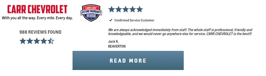 Carr Chevrolet in Beaverton Customer Reviews | Carr Chevrolet