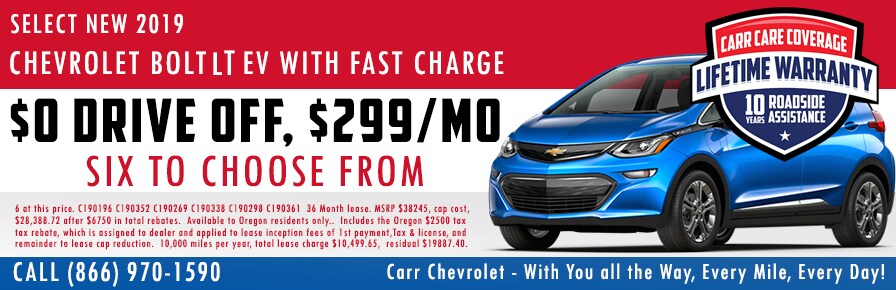 Carr Chevrolet Bolt $299 a Month Lease Special in Beaverton - Call (866 ...