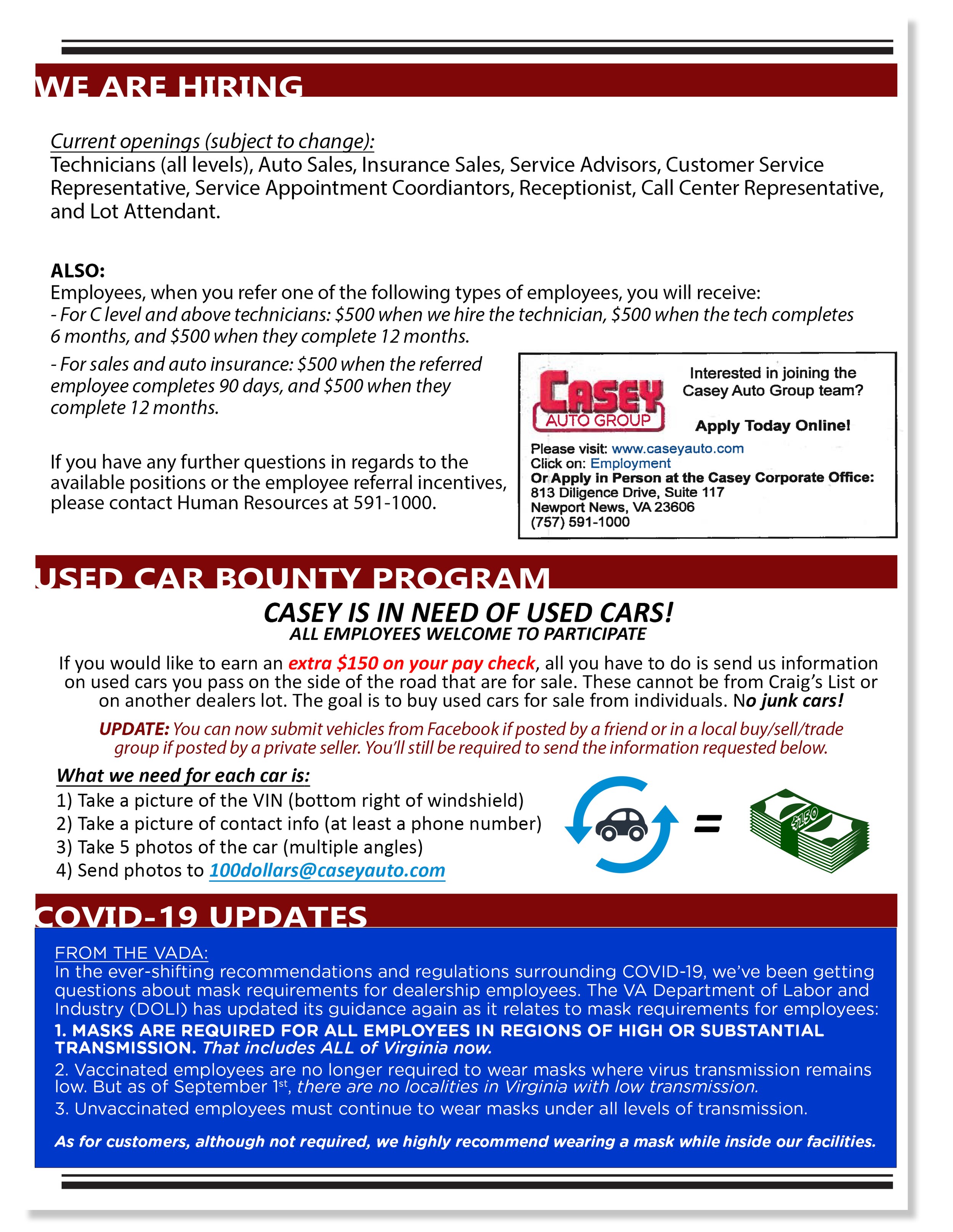 July/August 2021 | Casey Employee Portal