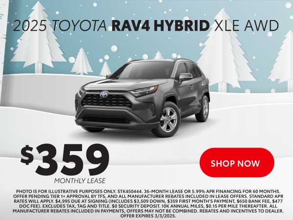 2025 Toyota RAV4 Hybrid XLE Lease Deal 359 mo. for 36 Months