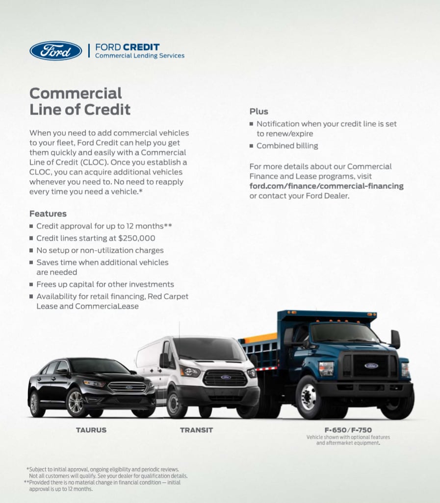 Commercial Line of Credit | Colonial Ford Truck Sales, Inc.