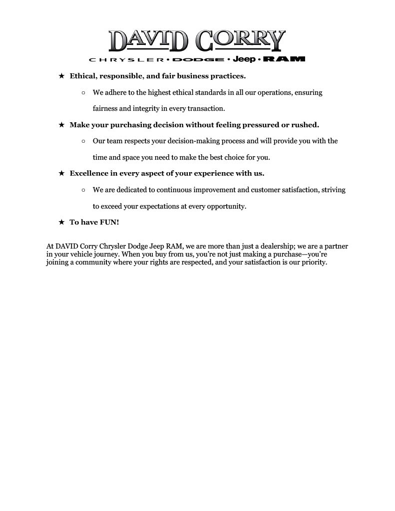 Why Buy | David Corry Chrysler Dodge Jeep Ram