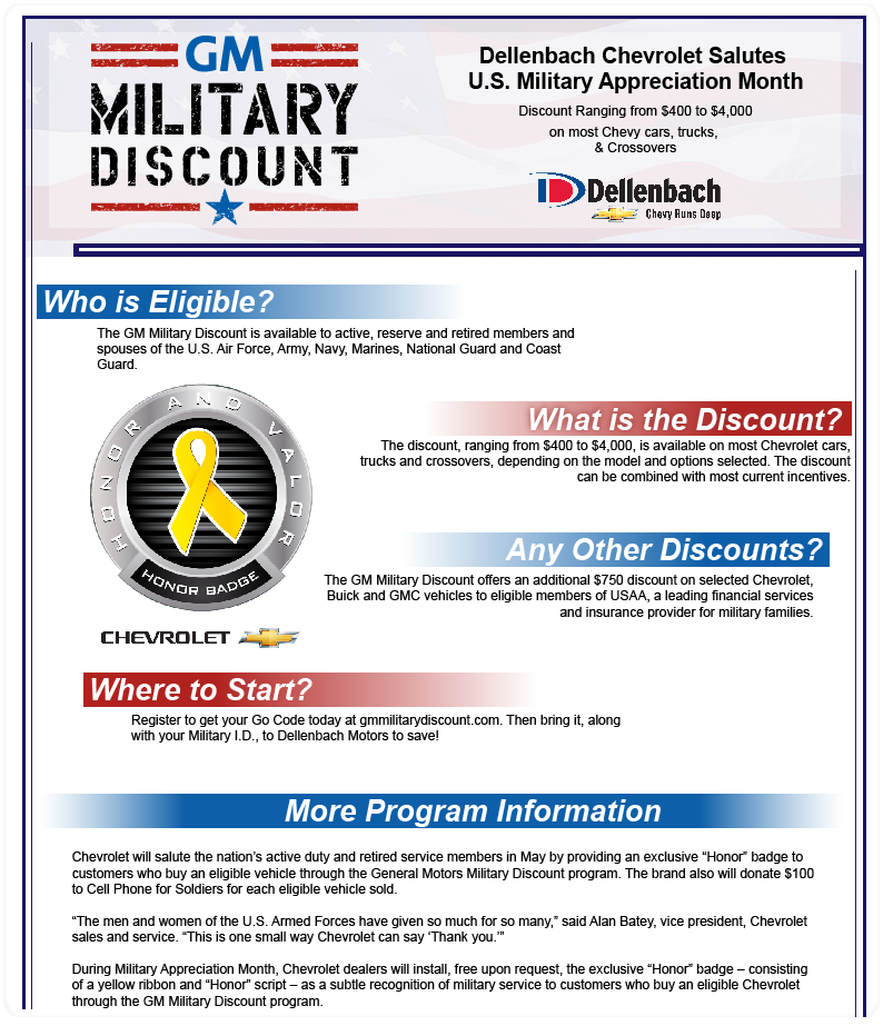 GM Military Discount | Dellenbach Motors