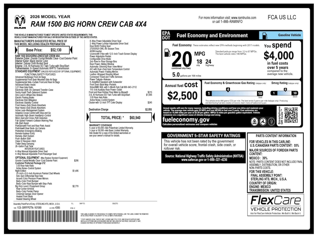 New 2026 Ram 1500 Big Horn/Lone Star For Sale | Reno NV