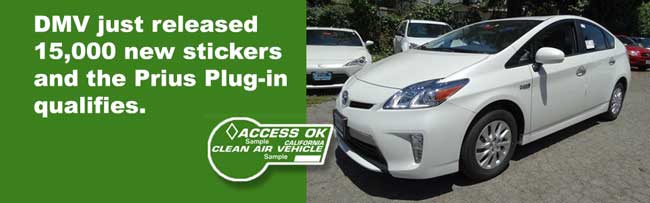 Green Clean Air Vehicle DMV Stickers for Plug-in Prius | Downtown ...