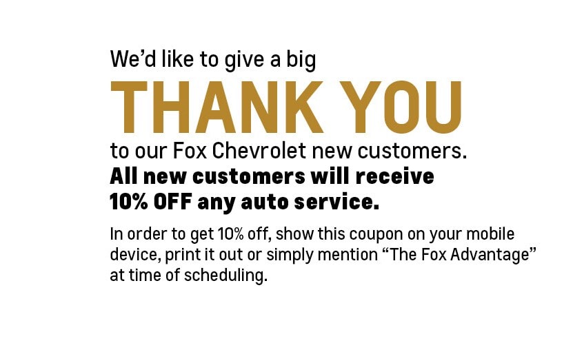 Auto Service Coupon | Fox Chevrolet