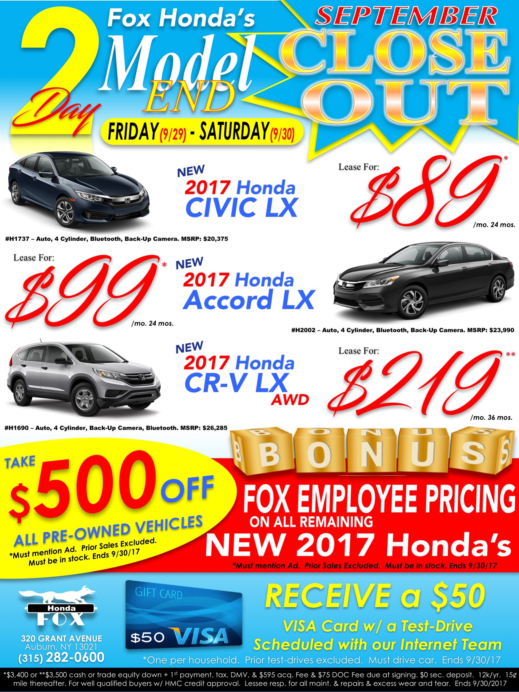 September Model Year Closeout Event | Fox Honda