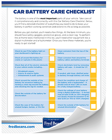 Car Battery Checklist | Fred Beans Automotive