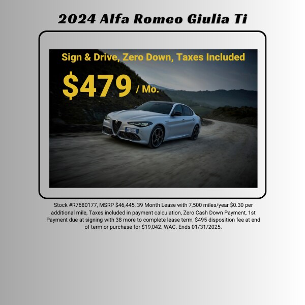 Zero Down Lease Specials in Houston | Helfman Alfa Romeo