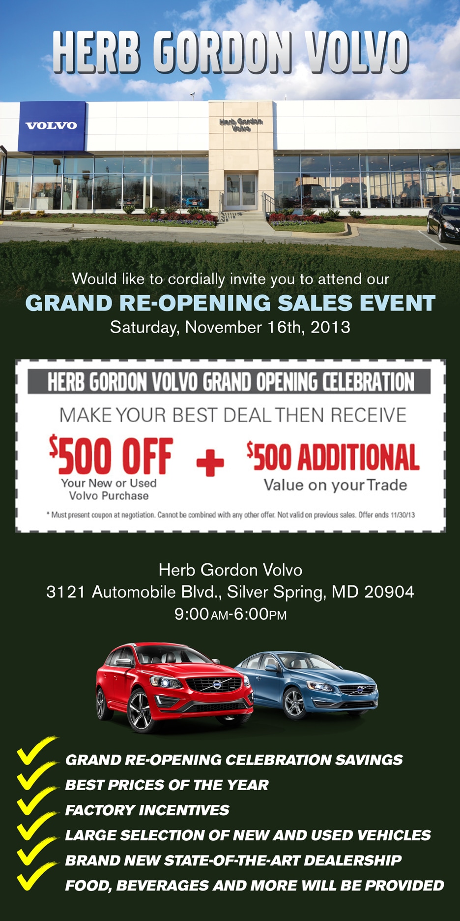 Grand Opening Coupon | Volvo Cars Silver Spring