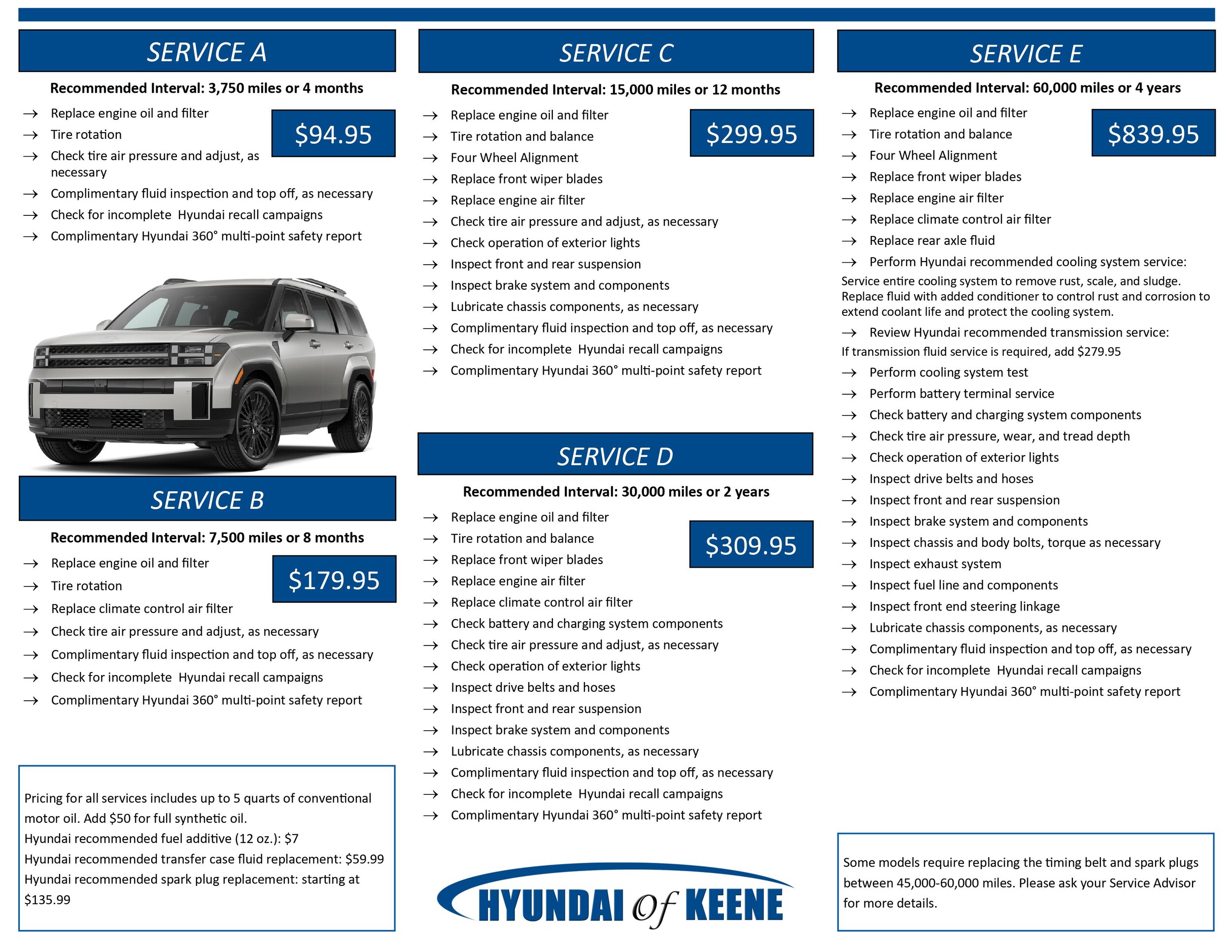 Recommended Service Maintenance Schedule - Hyundai of Keene | Hyundai ...
