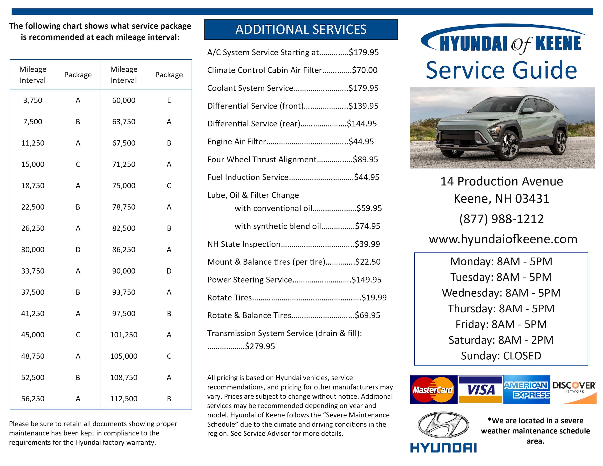 Recommended Service Maintenance Schedule - Hyundai of Keene | Hyundai ...