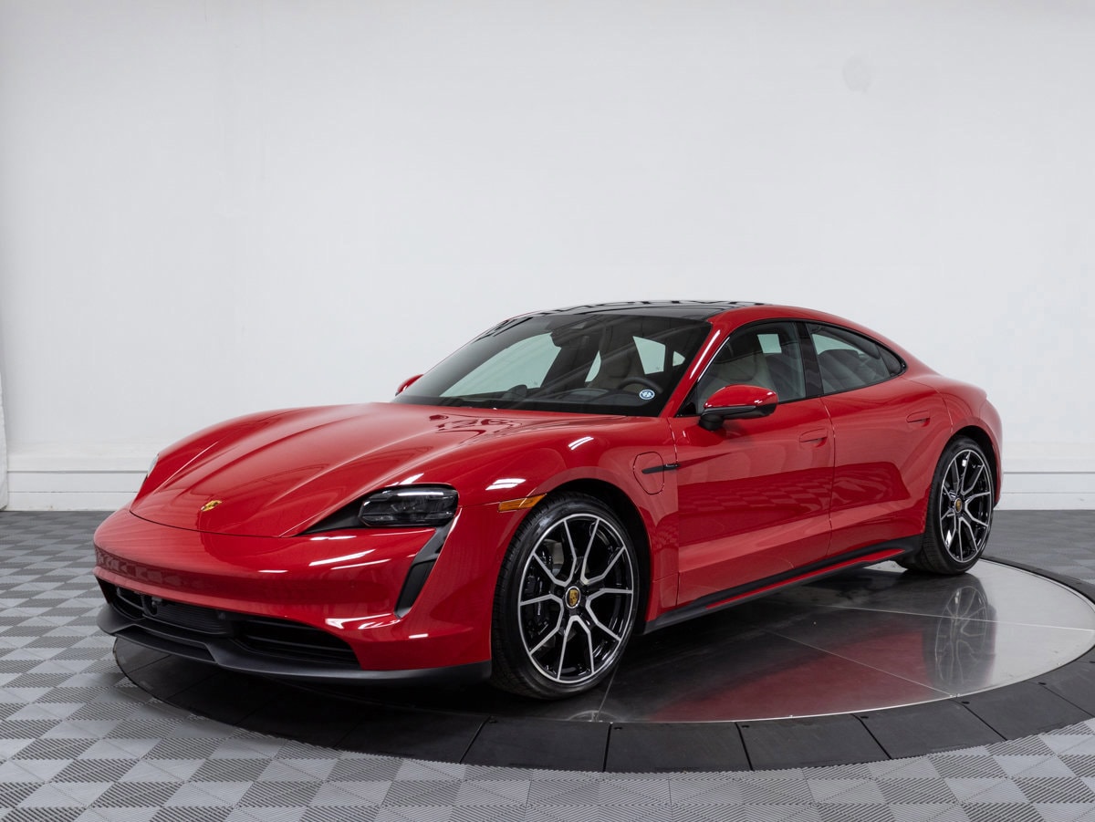 Red porsche taycan store
