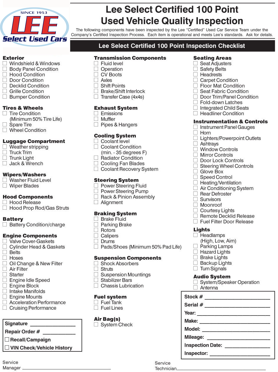 100 Point Inspection | Lee Ford of Wilson