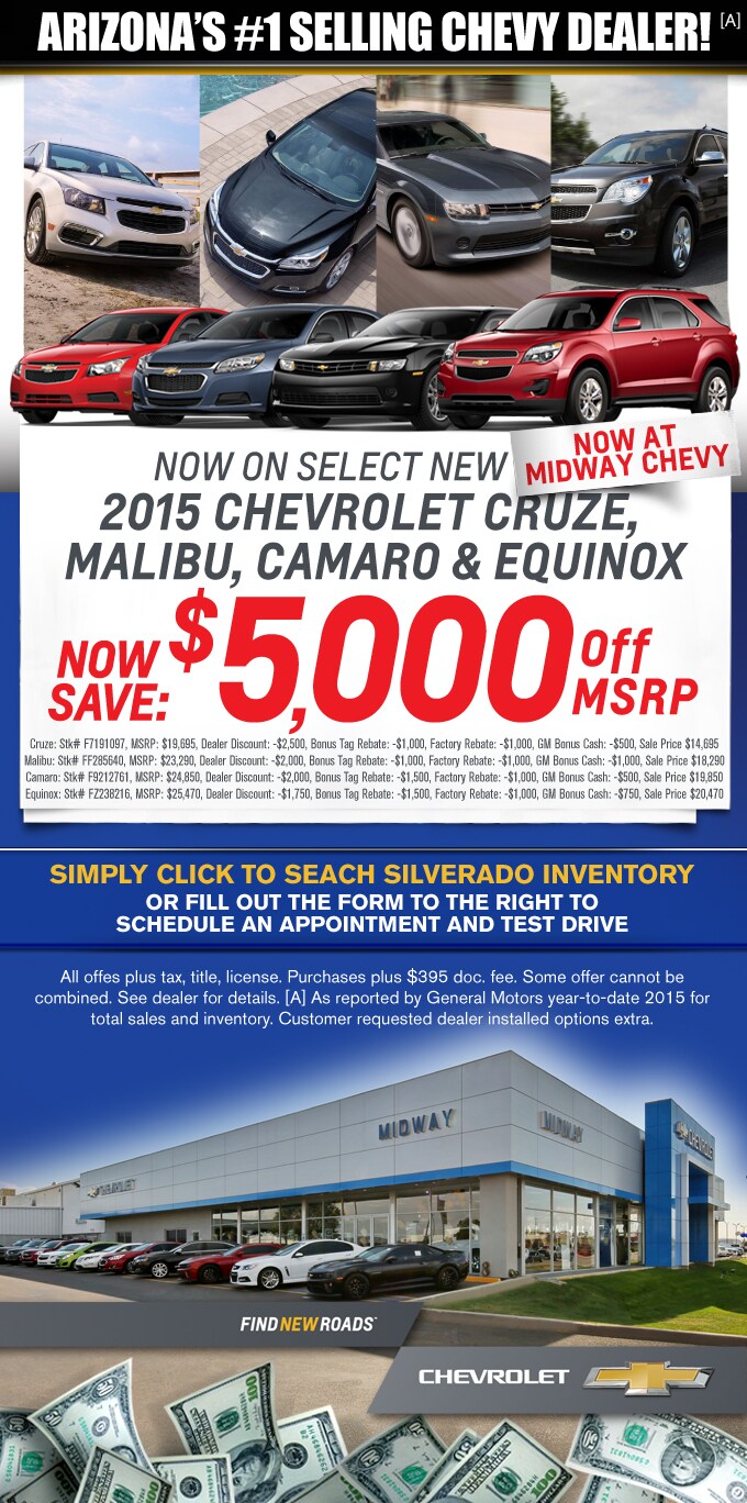 Save $5000 Off MSRP on Qualifying Chevy Models | Midway Chevrolet