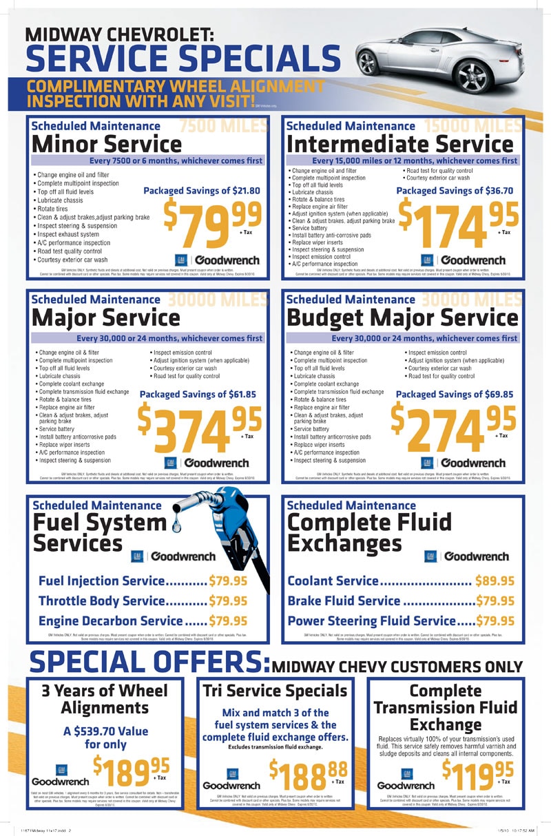 Service Mailer Specials | Midway Chevrolet