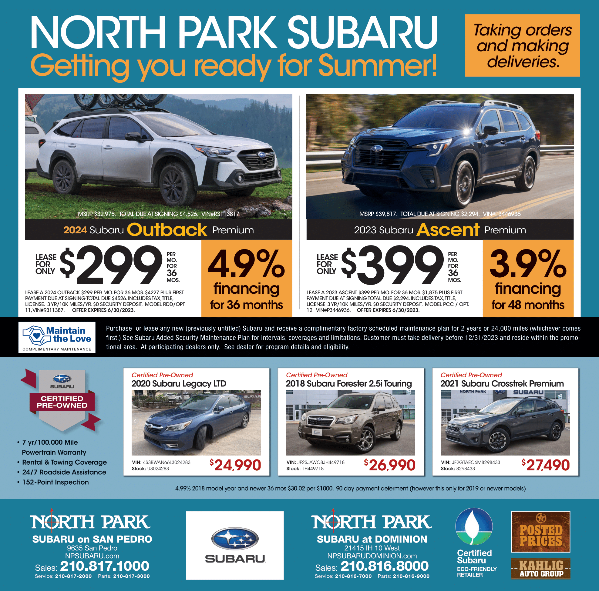 Print Ad | Lease a New Subaru near New Braunfels, TX