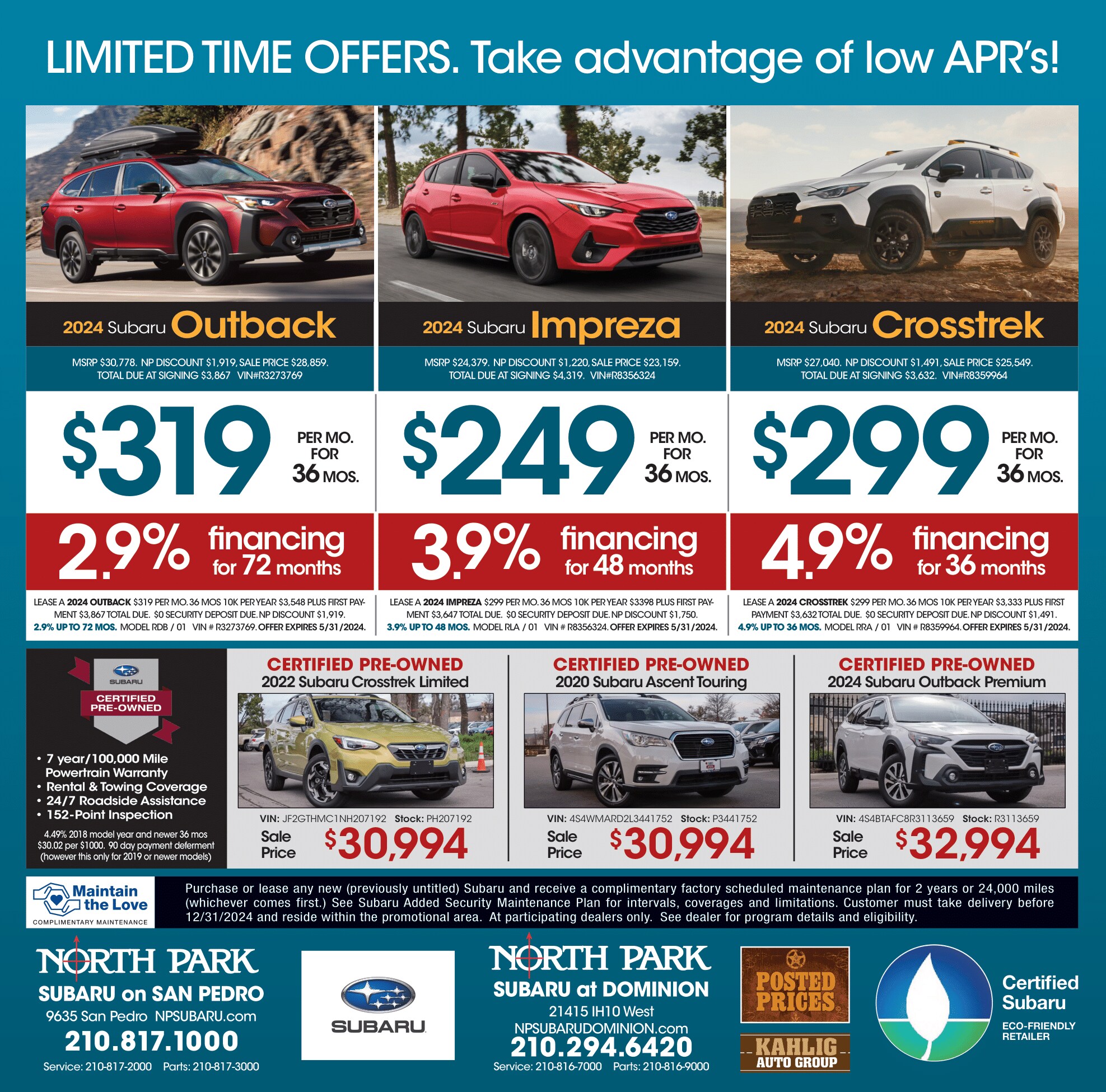 Print Ad | Lease a New Subaru near New Braunfels, TX
