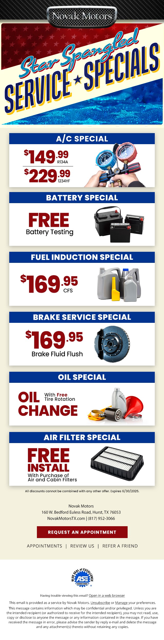 Service Coupons Texas | Novak Motors