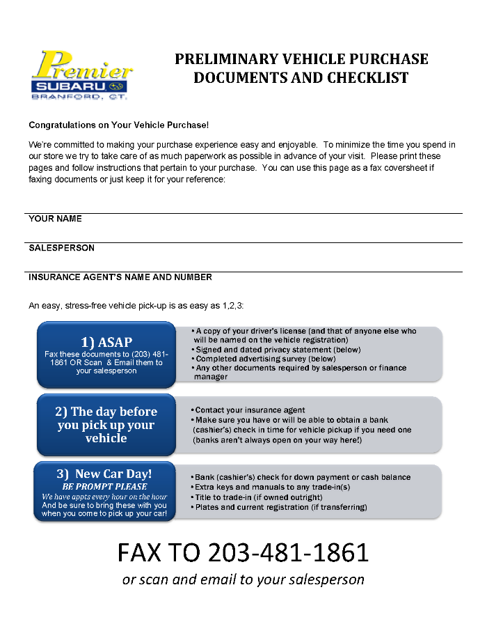 Subaru Buying Checklist | Subaru Dealers in CT - Premier Subaru