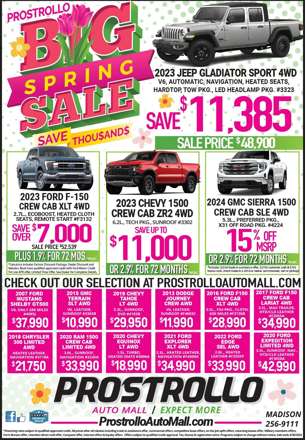 Prostrollo Weekly Advertising | Prostrollo Auto Mall