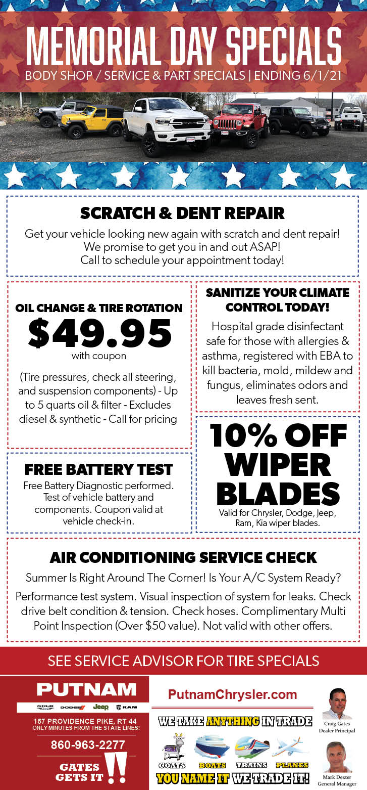 Body Shop Specials | Putnam Chrysler Dodge Jeep Ram Inc