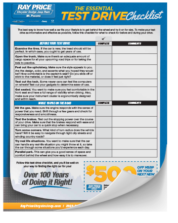 Test Drive Checklist – FREE eBook | Ray Price Chrysler Dodge Jeep Ram