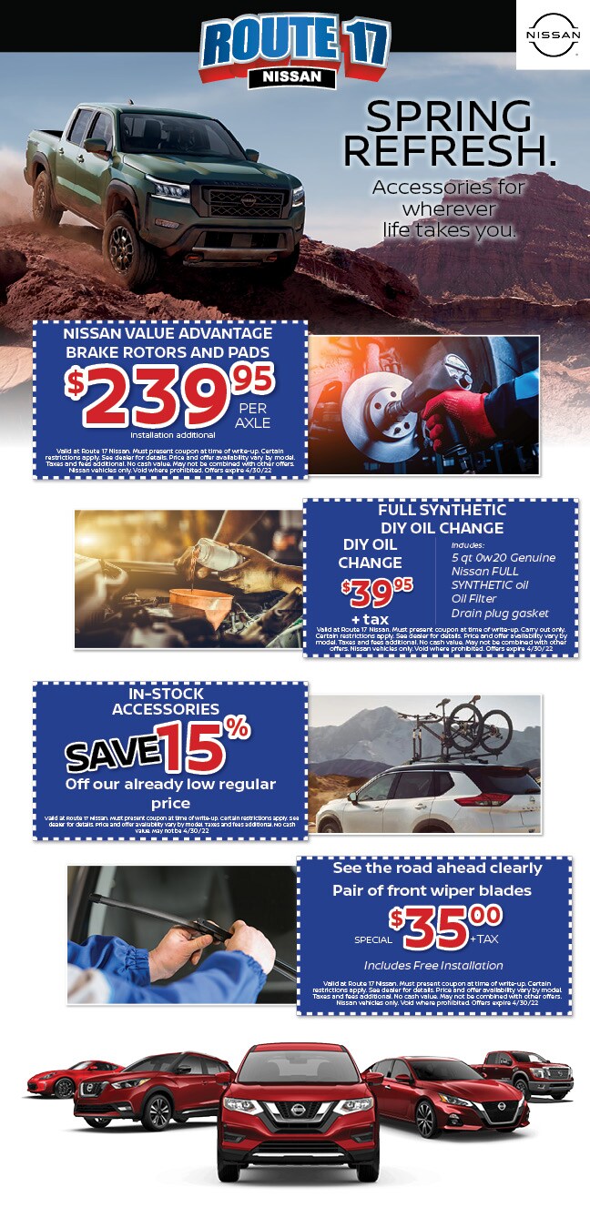 Vehicle Parts Specials | Route 17 Nissan