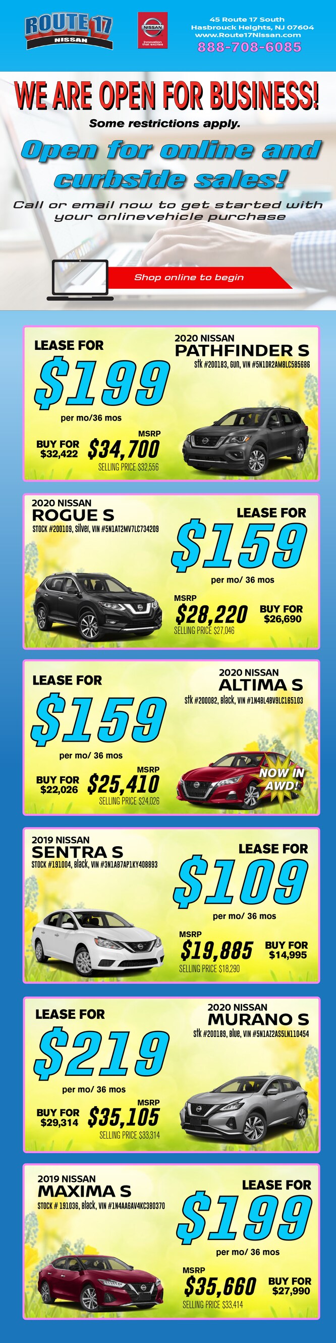 New Vehicle Specials | Route 17 Nissan, Hasbrouck Heights, NJ
