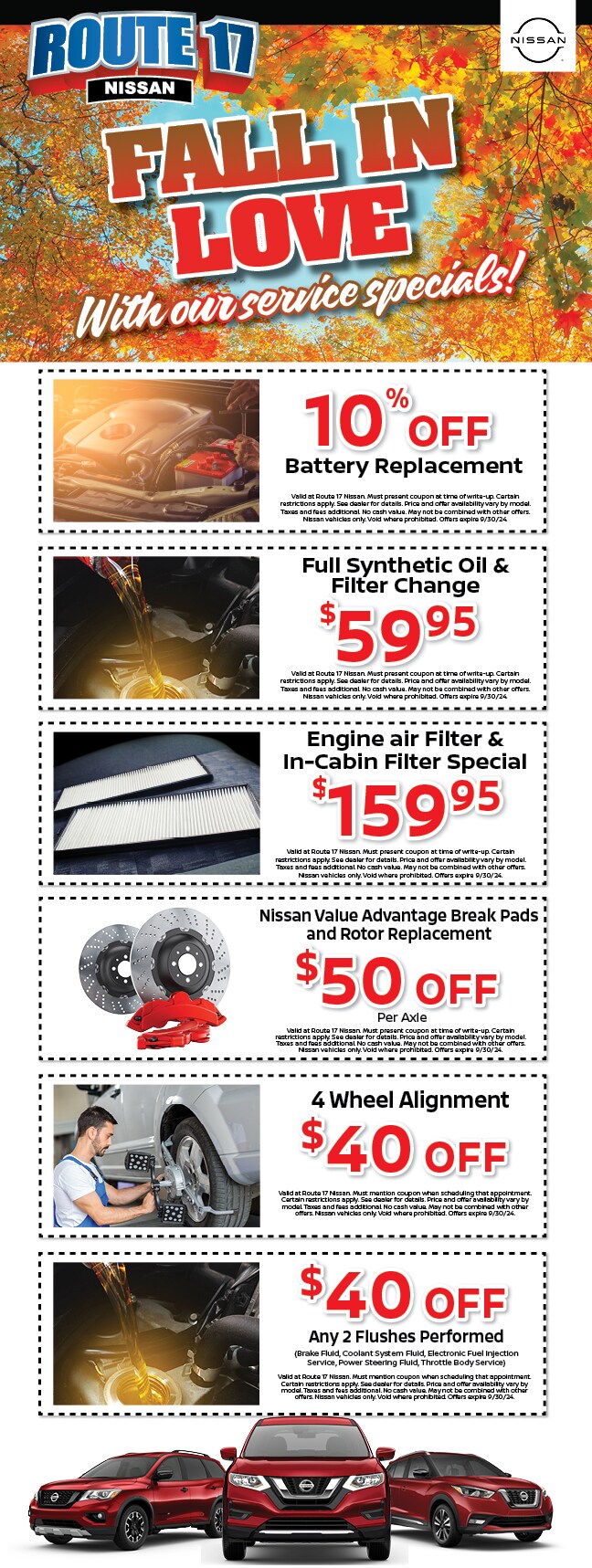 Nissan Service Specials Coupons | Route 17 Nissan