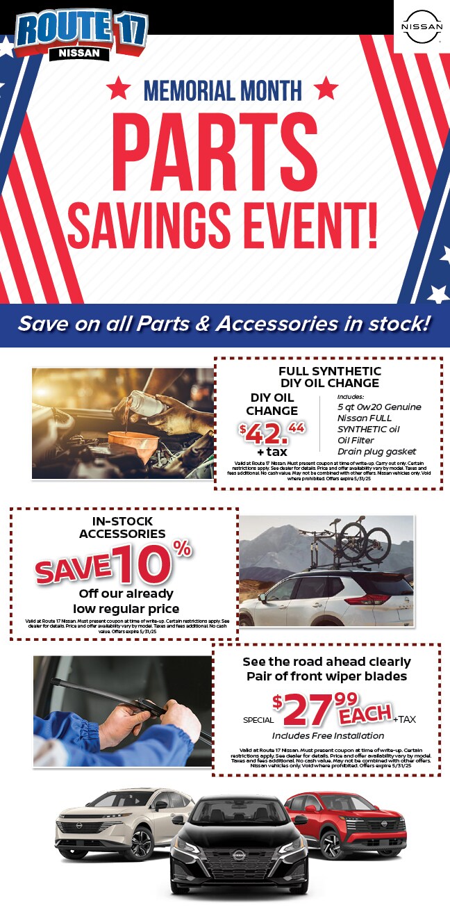 Vehicle Parts Specials | Route 17 Nissan