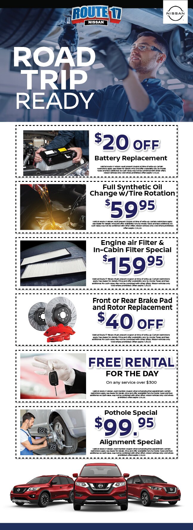 Nissan Service Specials Coupons | Route 17 Nissan