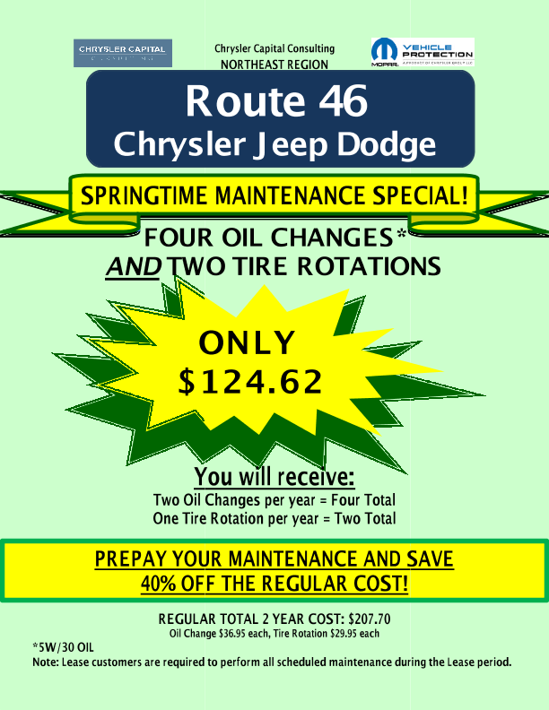 Springtime Service Special | Route 46 Chrysler Jeep Dodge Ram