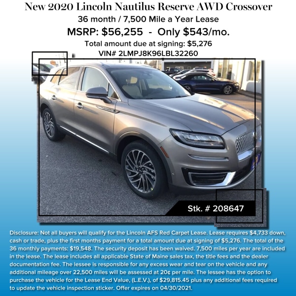 New Vehicle Specials | Rowe Lincoln Westbrook