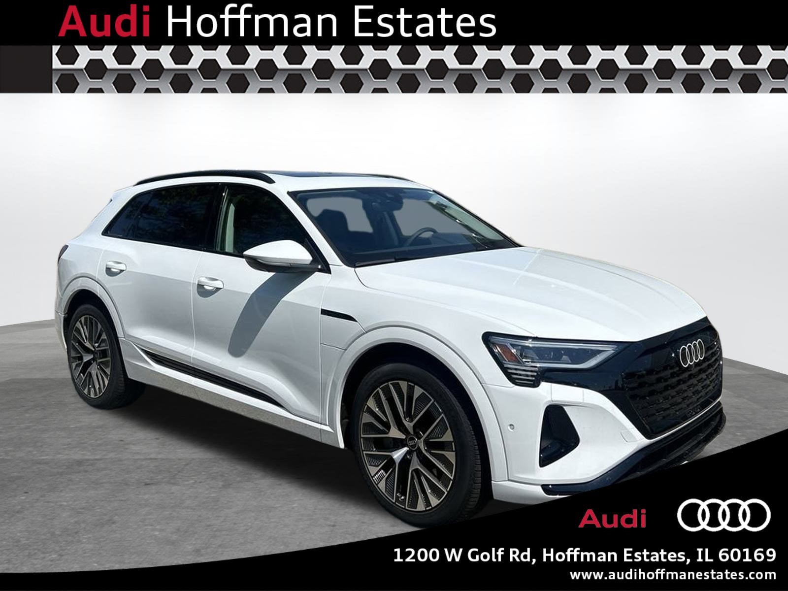 New 2024 Audi Q8 e tron in Glacier White for Sale at Audi Hoffman Estates VIN WA16AAGE5RB050564