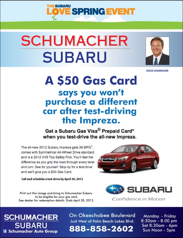 Free Gas Card | Schumacher Subaru