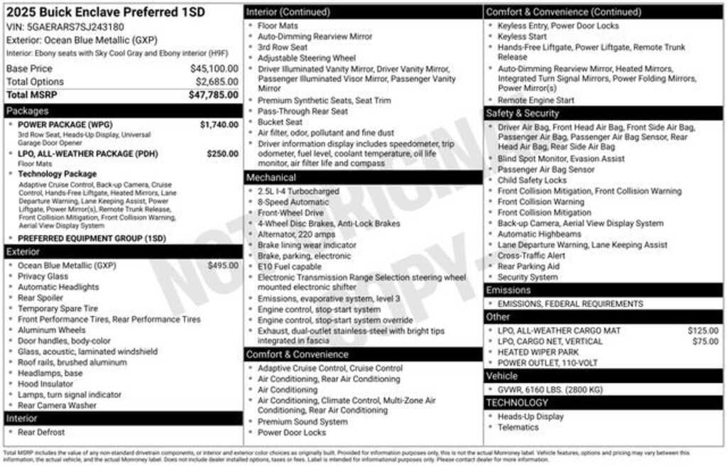 New 2025 Buick Enclave For Sale at Shea Buick GMC | VIN: 5GAERARS7SJ243180