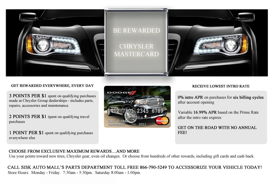 Chrysler Master Card, Rewards, White's Auto Mall Chrysler, Dodge, Jeep ...