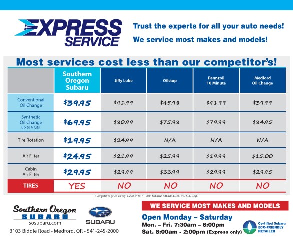Southern Oregon Subaru | Subaru Express Service. No appointment oil ...