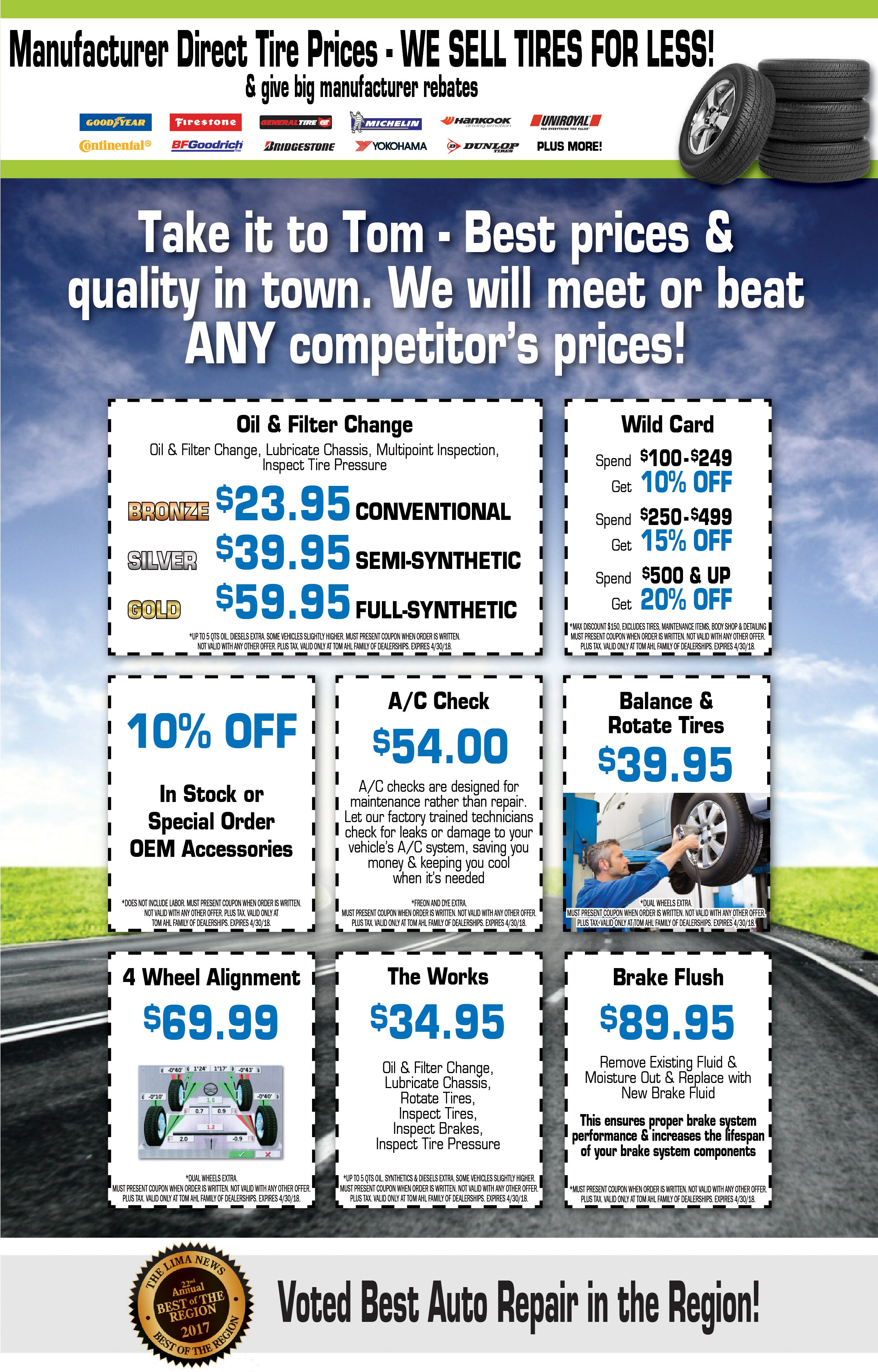 Spring Service Specials | Tom Ahl Family of Dealerships