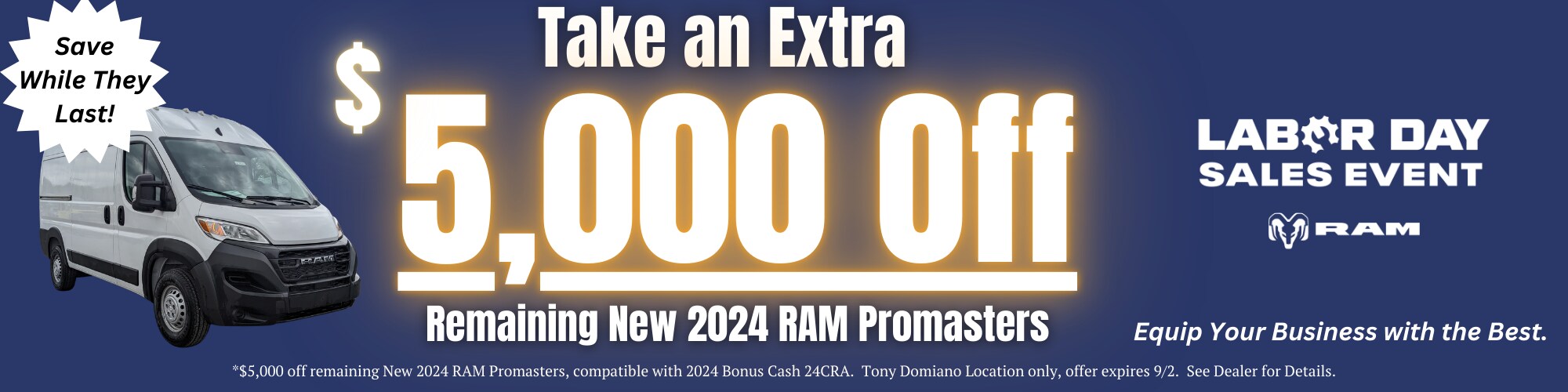 2024 Ram ProMaster Clearance | Tony Domiano Chrysler Dodge Jeep