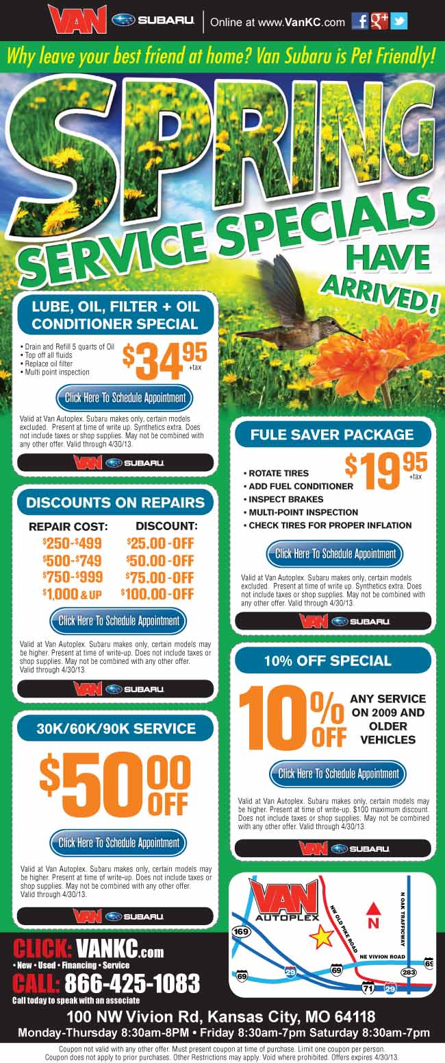 Subaru Auto Service Specials Kansas City MO | Repair Specials